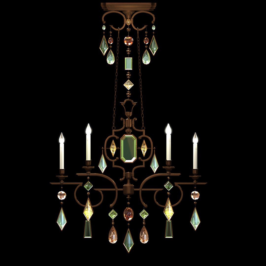chandelier gems gemstone lighting 3d lwo
