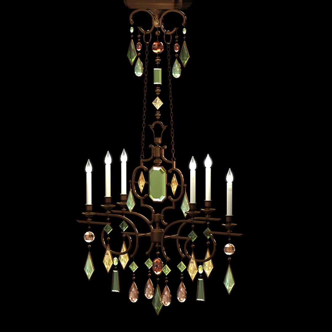 chandelier gems gemstone lighting 3d lwo