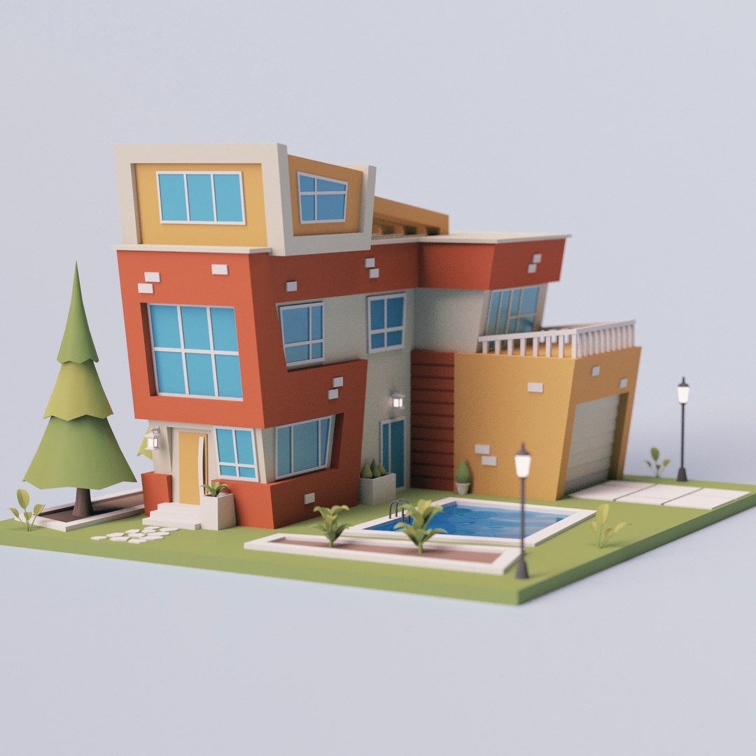 Cartoon Modern House 07 3D Model - TurboSquid 1898583