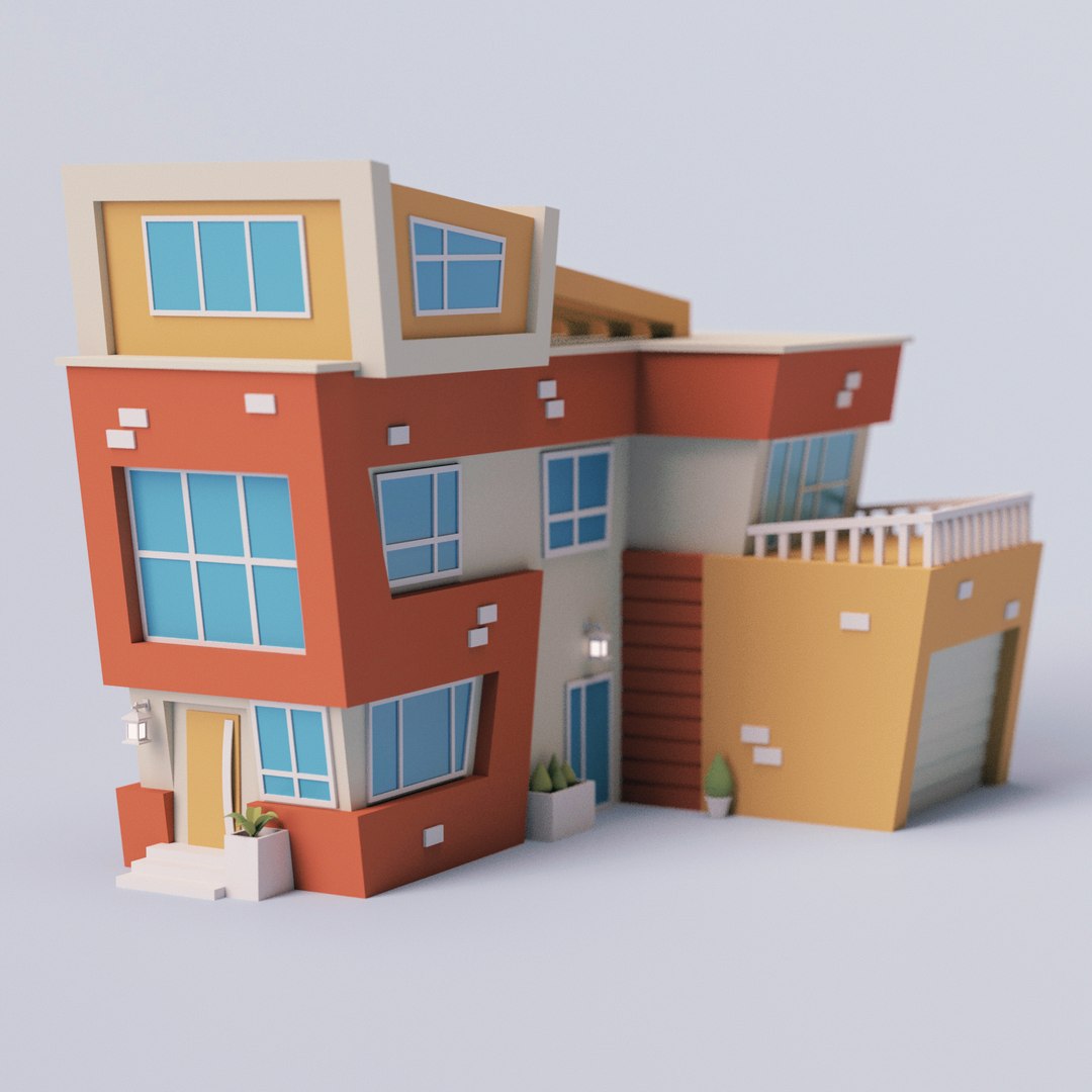 Cartoon Modern House 07 3D Model - TurboSquid 1898583