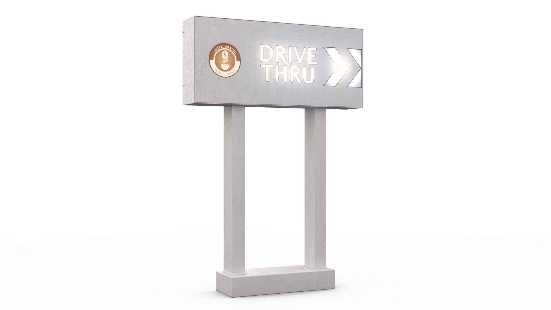Coffee Shop Drive Thru Sign Light On Model - TurboSquid 2274183