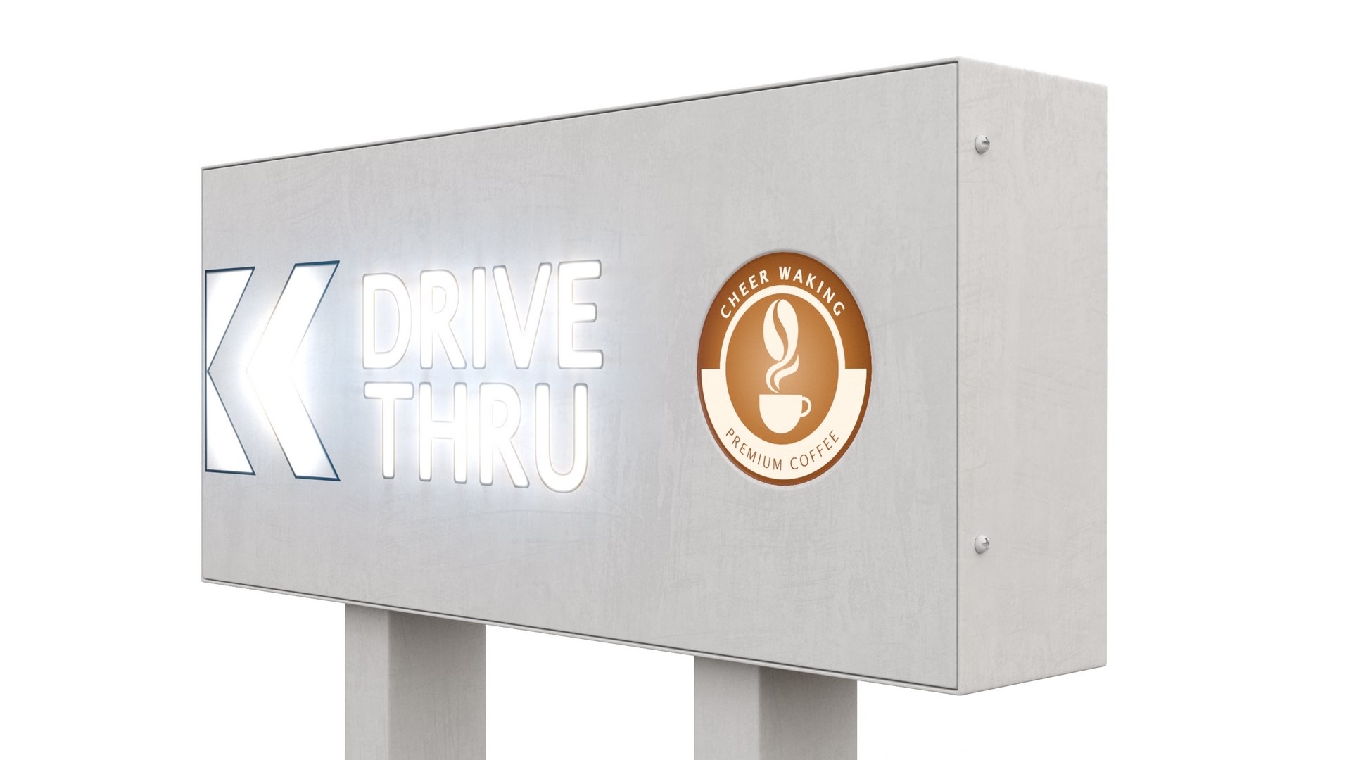 Coffee Shop Drive Thru Sign Light On Model - TurboSquid 2274183