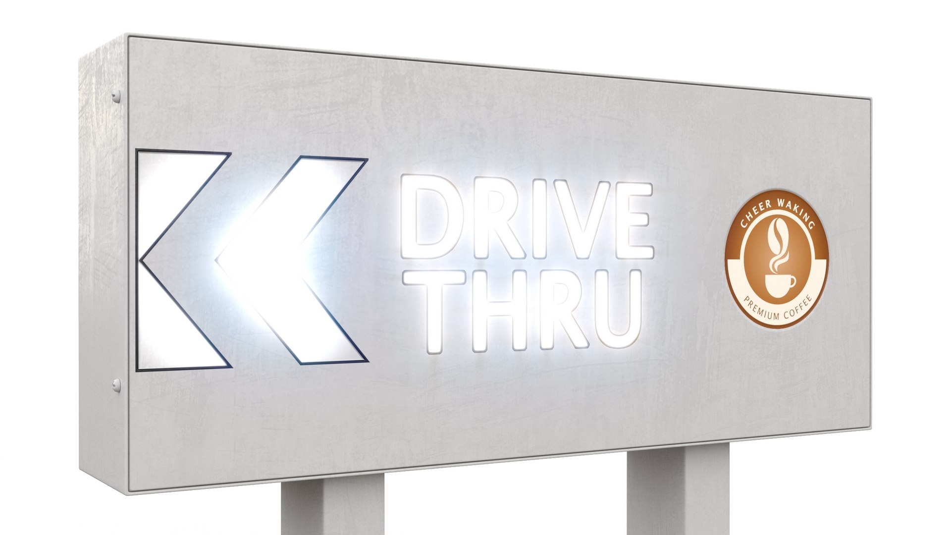 Coffee Shop Drive Thru Sign Light On Model - TurboSquid 2274183