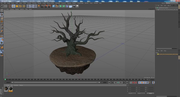3D Round Soil Ground Island with Dead Tree model - TurboSquid 1835891