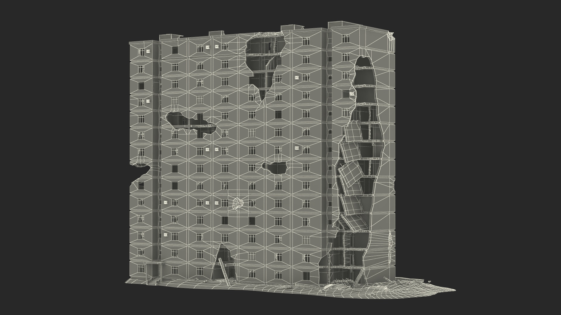 3D Destroyed Building 14 Floors - TurboSquid 2292988