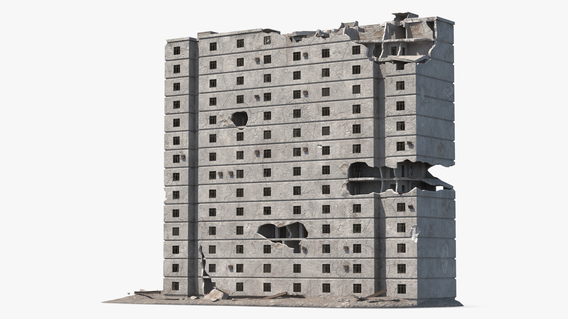 3D Destroyed Building 14 Floors - TurboSquid 2292988