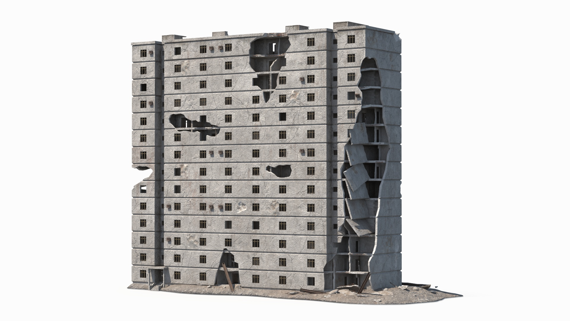 3D Destroyed Building 14 Floors - TurboSquid 2292988