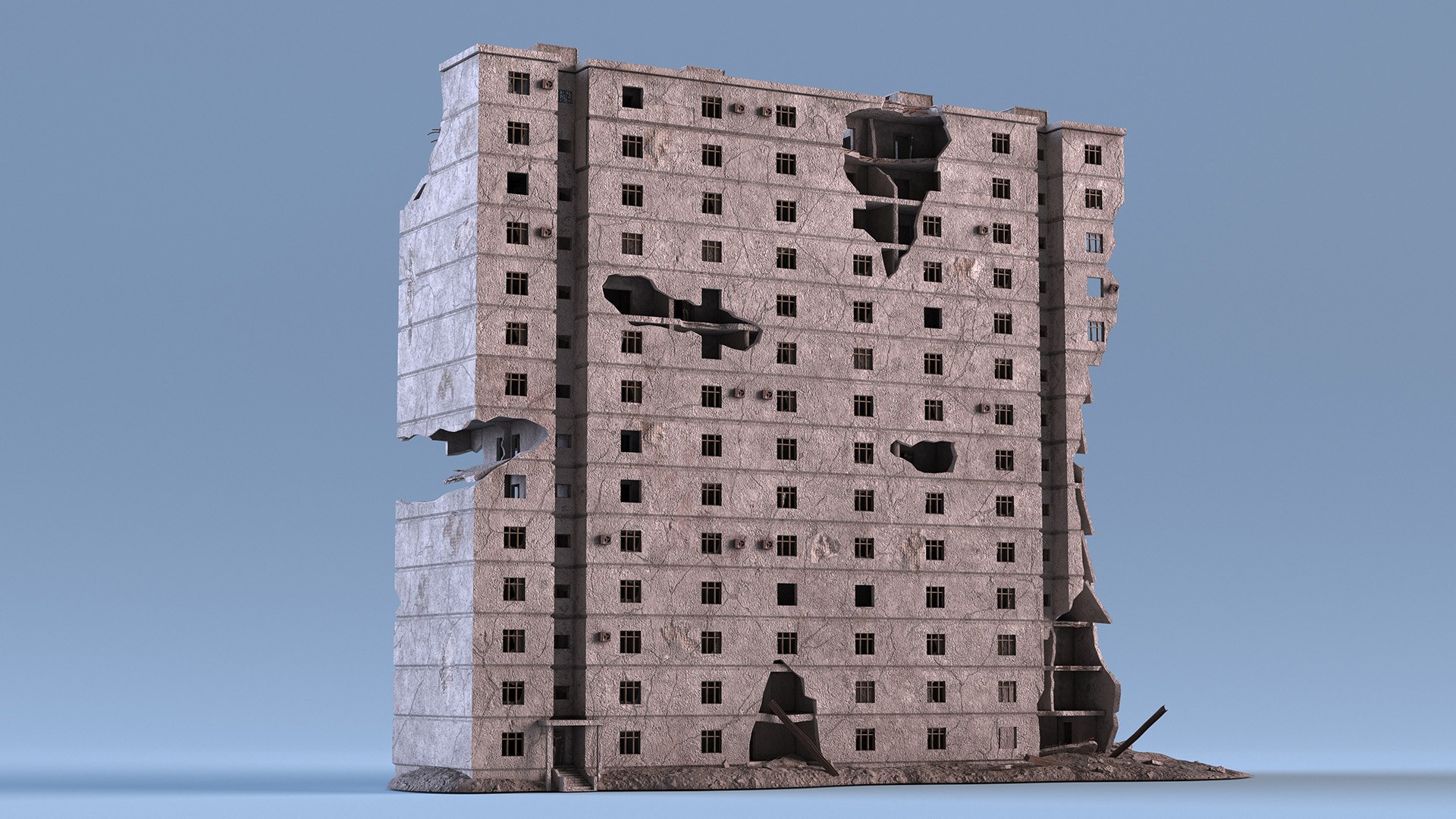 3D Destroyed Building 14 Floors - TurboSquid 2292988