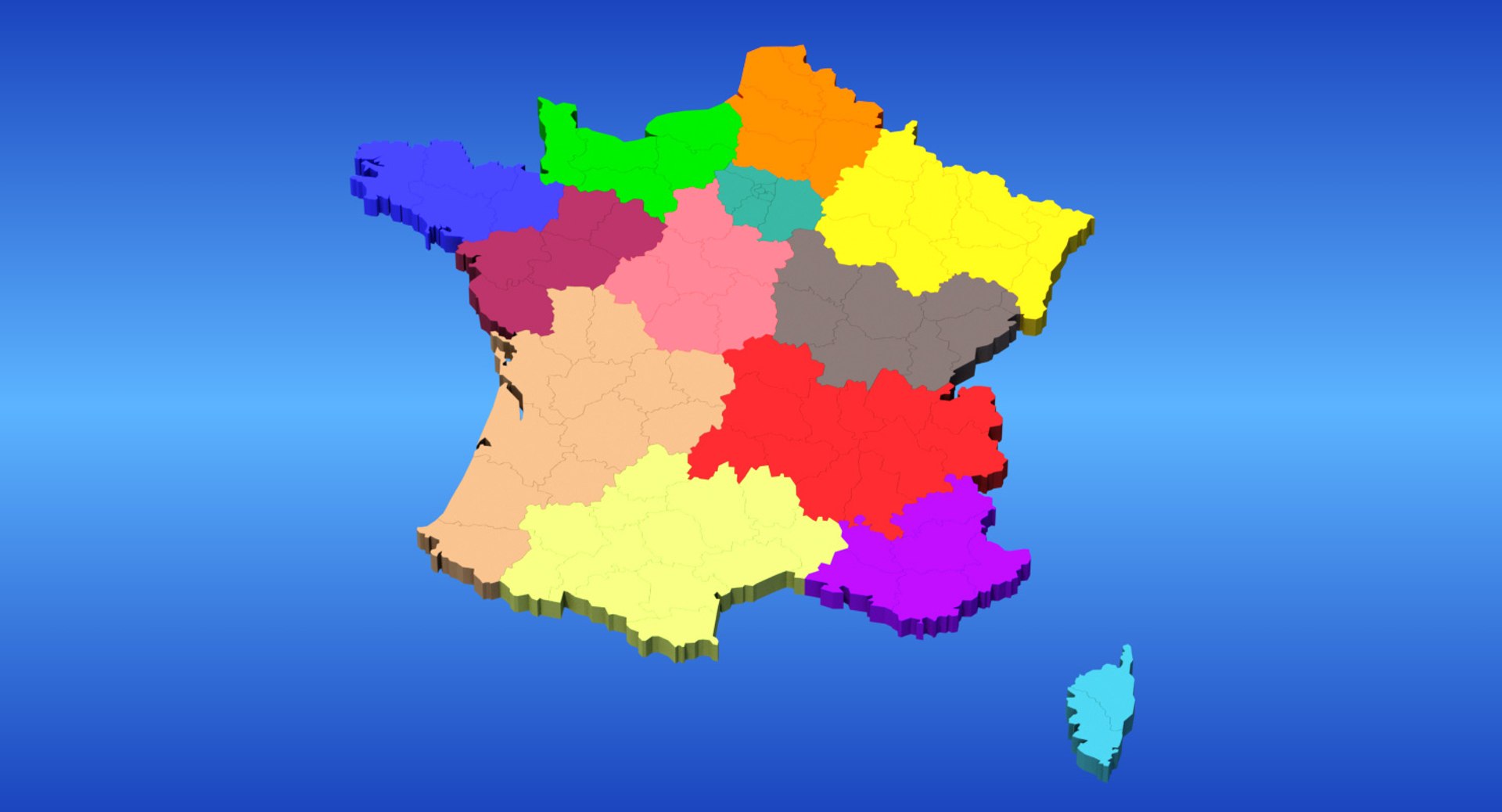 3d Model France Regions Departments