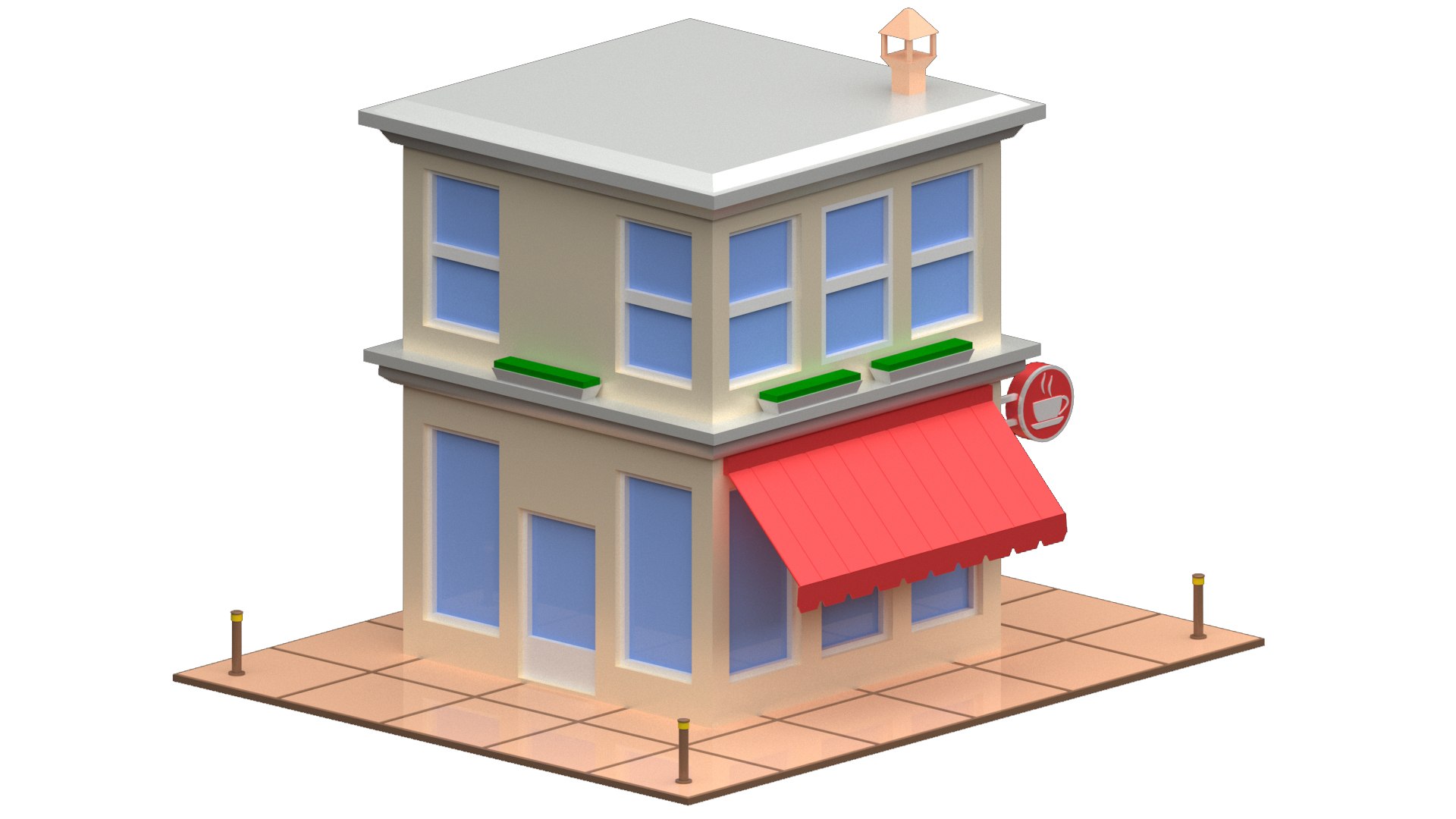 Cartoon Cafe Design Model - TurboSquid 1918696