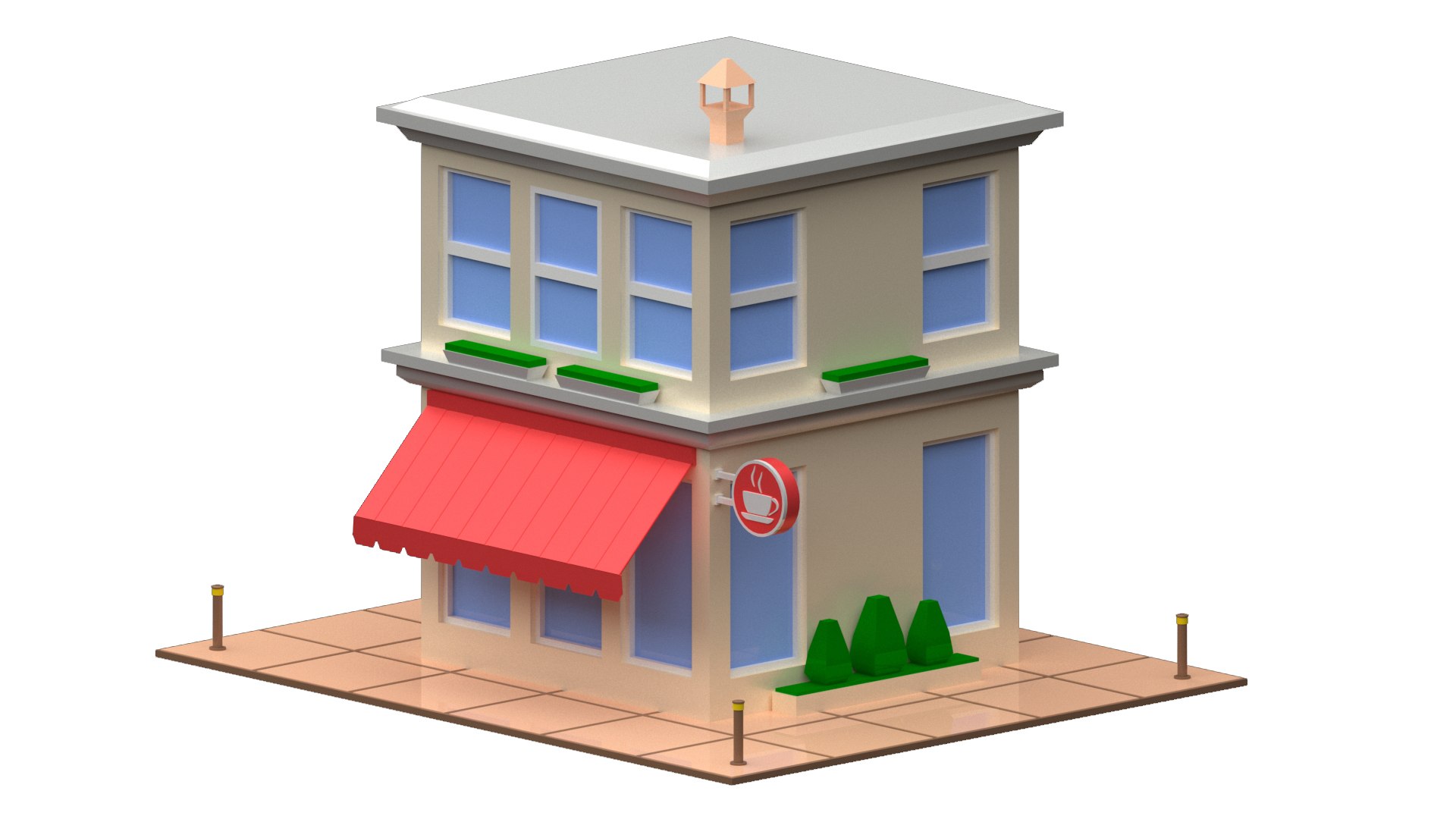 Cartoon Cafe Design Model - TurboSquid 1918696