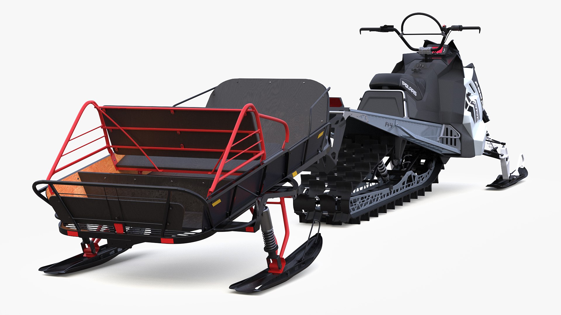 3D Polaris Snowmobile With Sled Model - TurboSquid 2273192