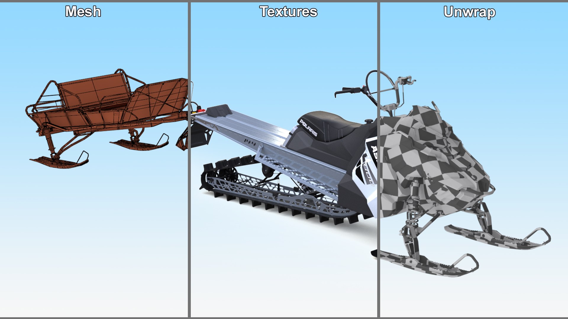 3D Polaris Snowmobile With Sled Model - TurboSquid 2273192