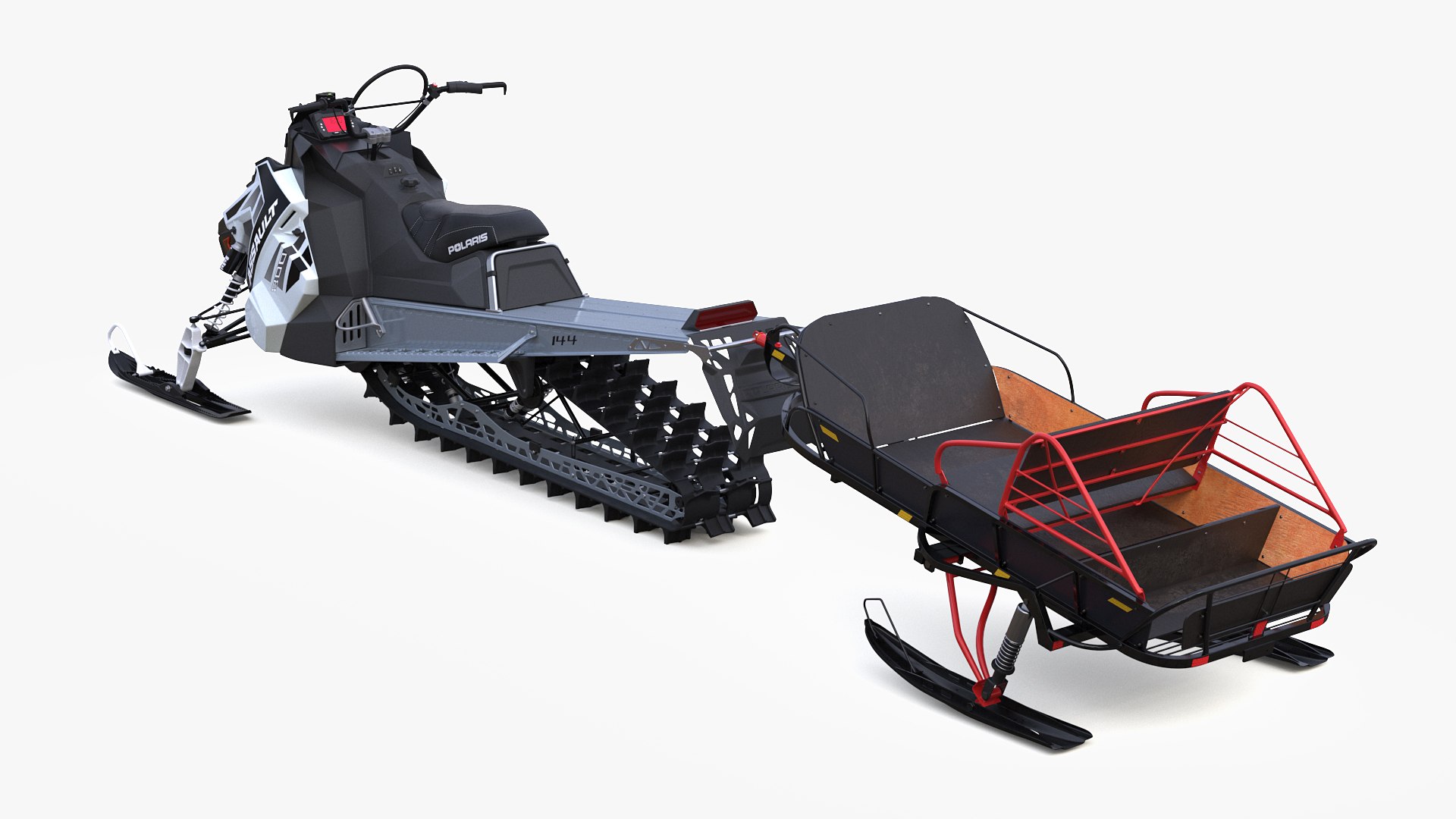 3D Polaris Snowmobile With Sled Model - TurboSquid 2273192