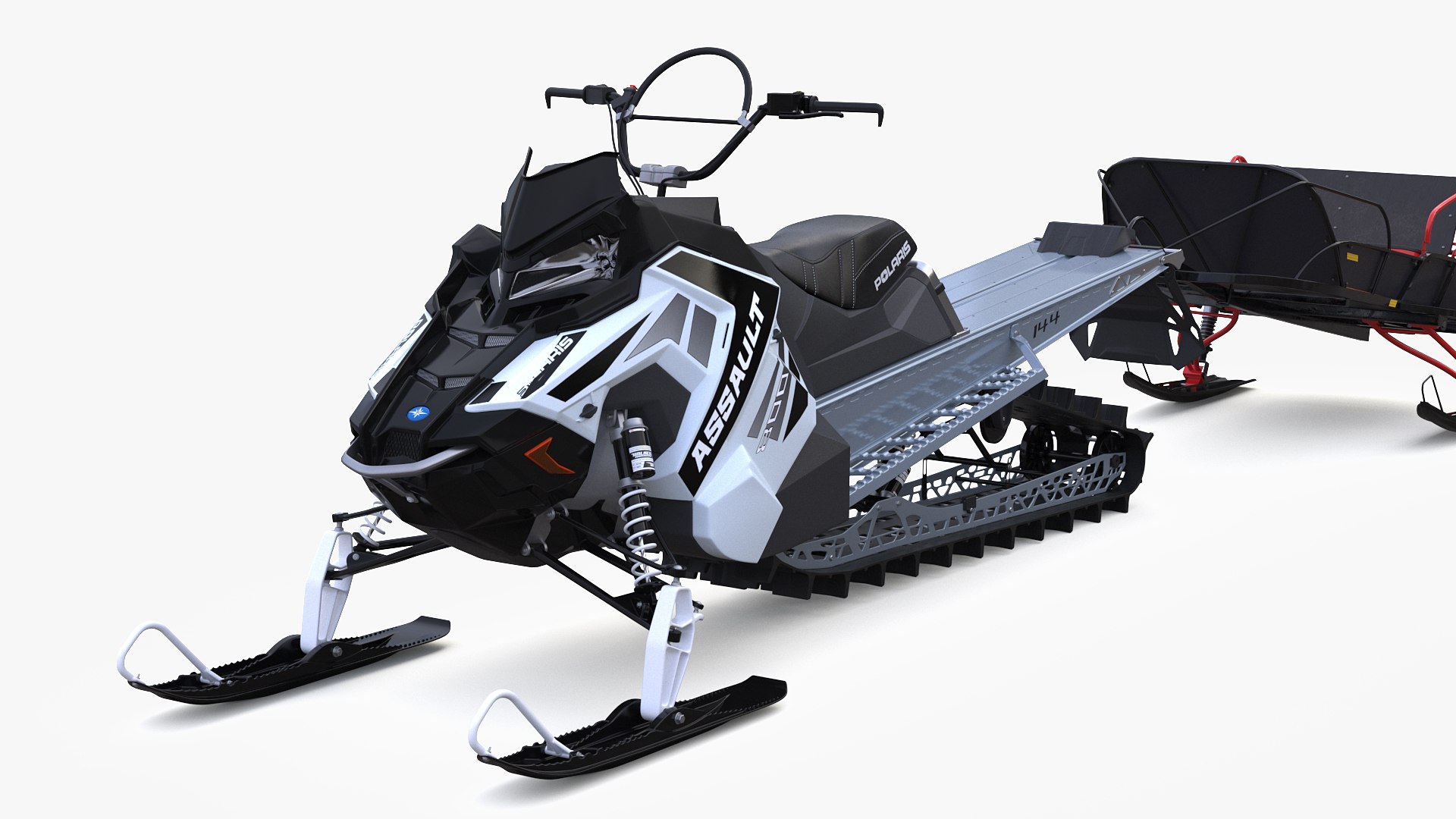 3D Polaris Snowmobile With Sled Model - TurboSquid 2273192
