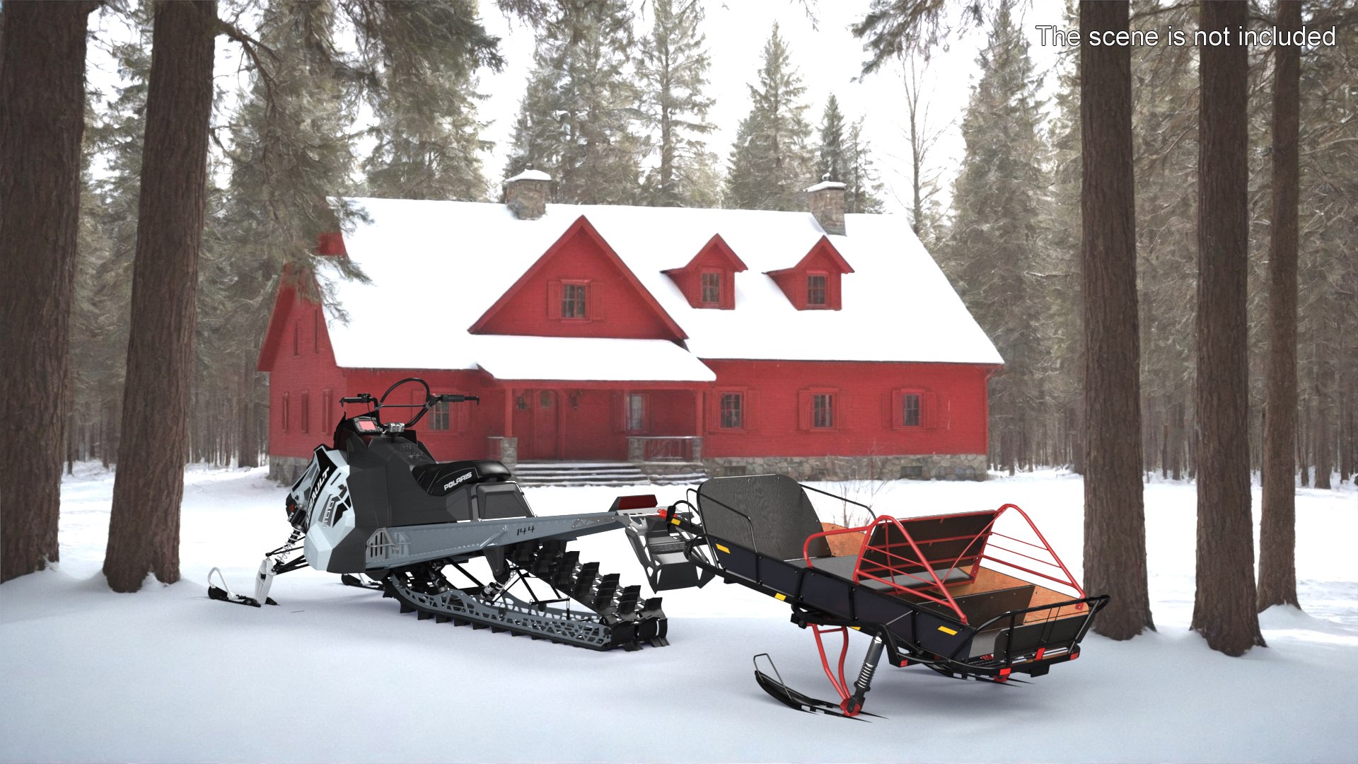 3D Polaris Snowmobile With Sled Model - TurboSquid 2273192