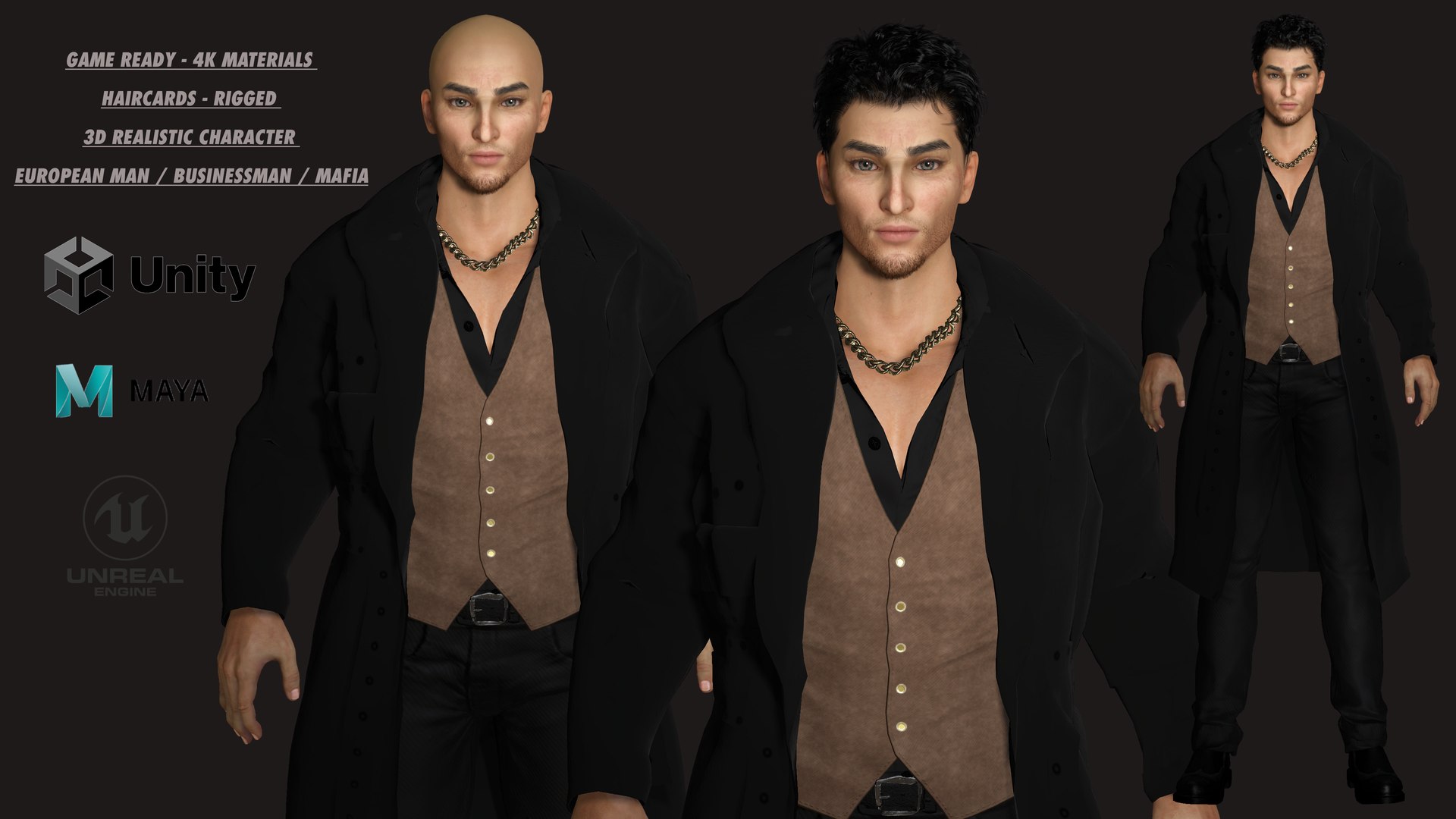 3D AAA 3D REALISTIC CHARACTER - EUROPEAN BUSINESSMAN MAFIA NPC ...