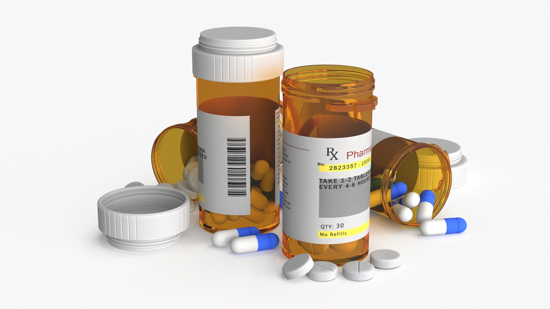 3D Pill Bottle Set - TurboSquid 2274819