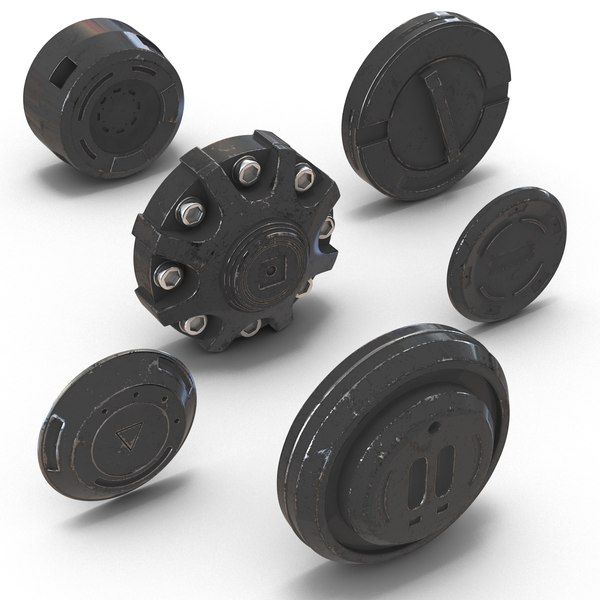 industrial end caps set 3d model