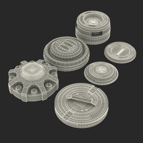 industrial end caps set 3d model