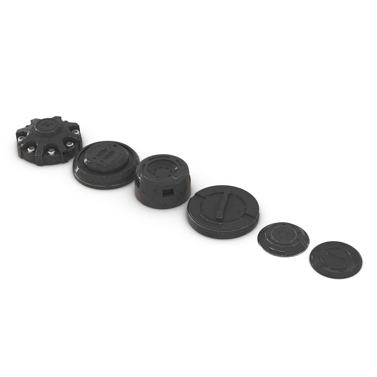 industrial end caps set 3d model