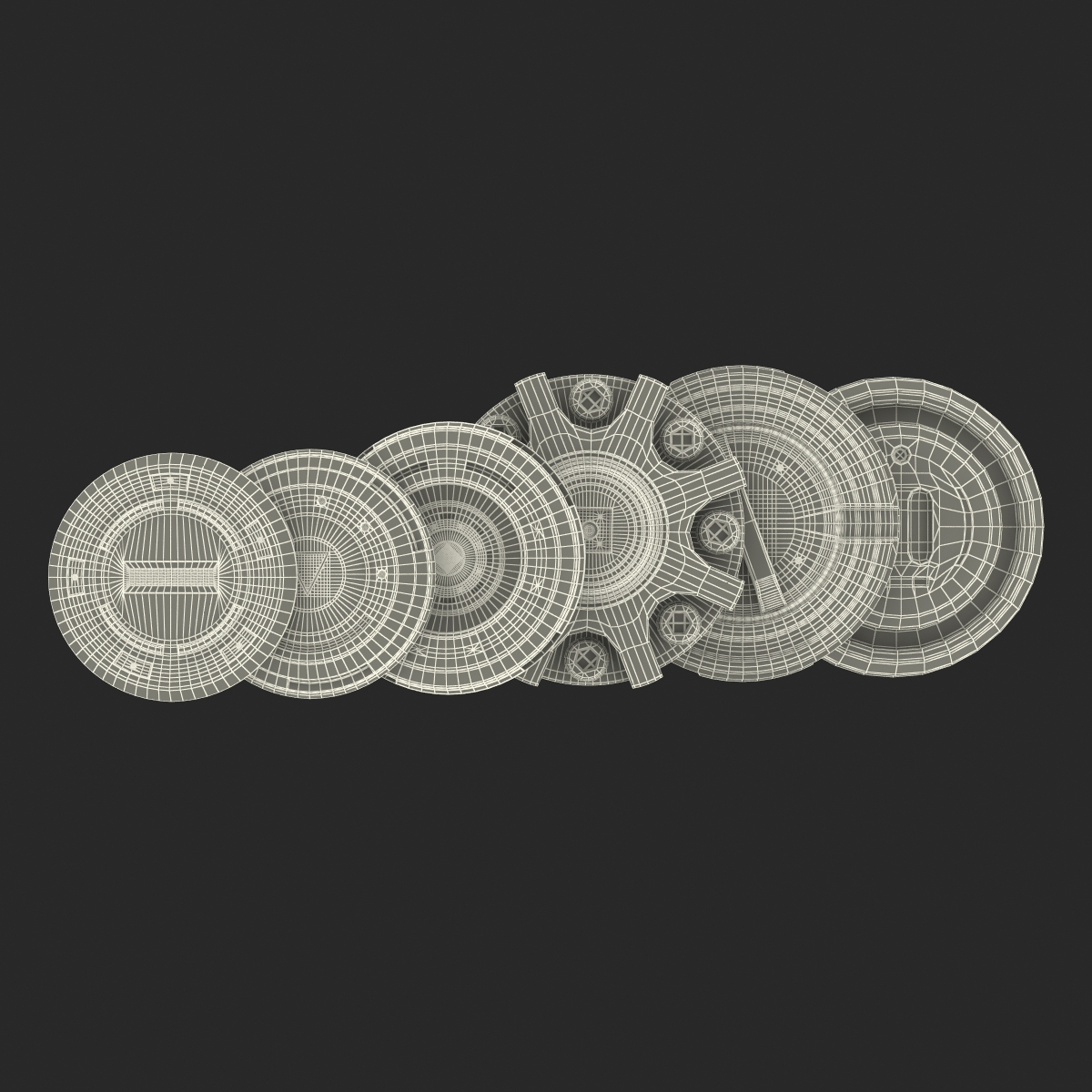 industrial end caps set 3d model