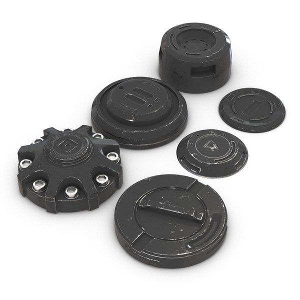 industrial end caps set 3d model