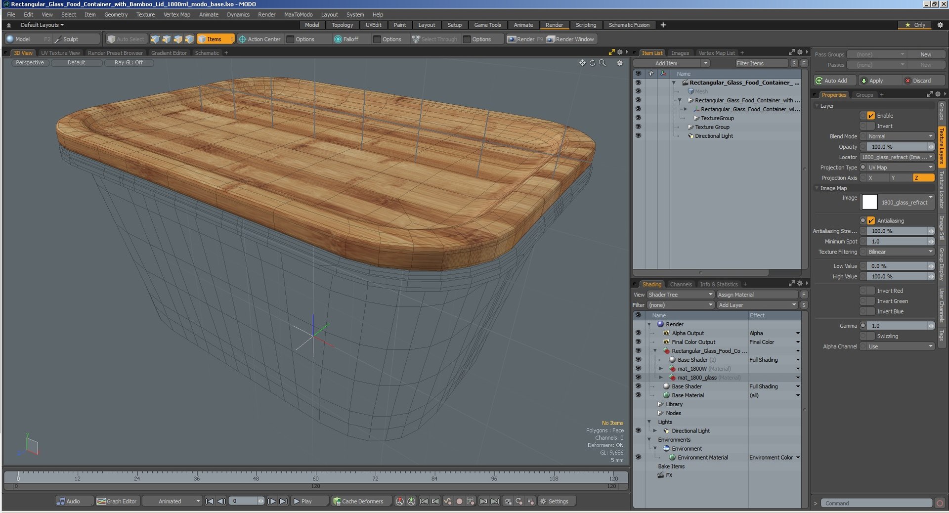 Rectangular Glass Food Container With Bamboo Lid 1800ml 3D - TurboSquid ...