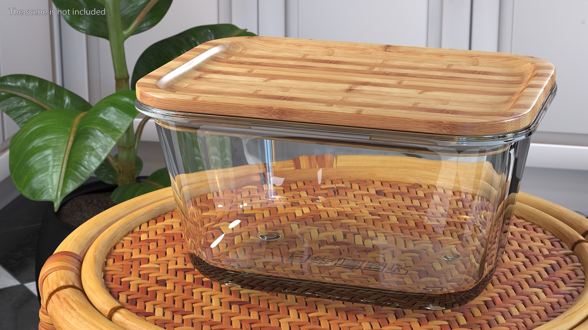 Rectangular Glass Food Container With Bamboo Lid 1800ml 3D - TurboSquid ...