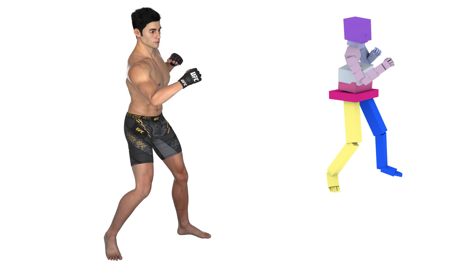 3D UFC MMA Fighter Falling Animated Fur Rigged - TurboSquid 2383197