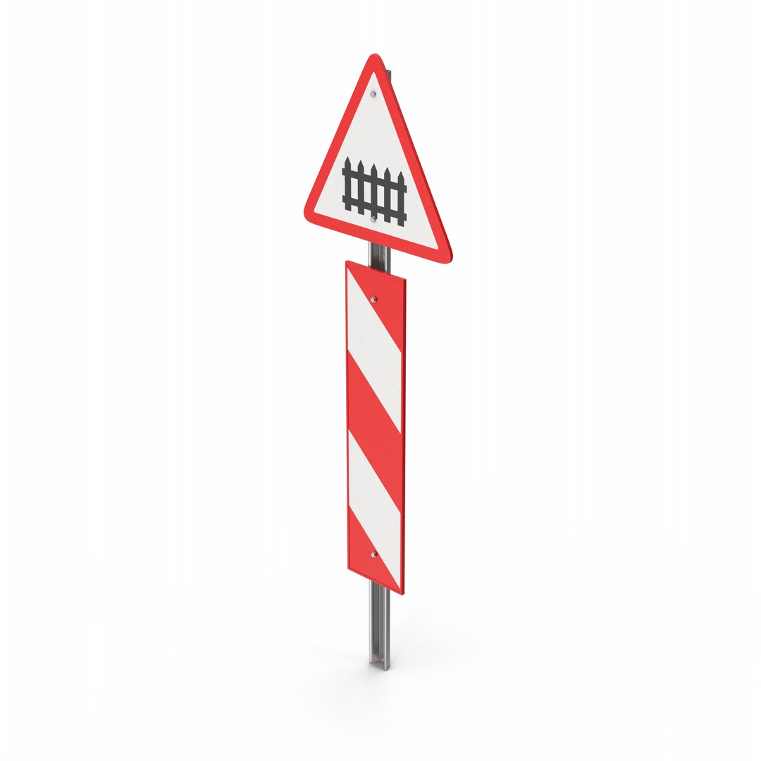 Level Crossing With Gate Or Barrier Road Sign 3D - TurboSquid 2103325