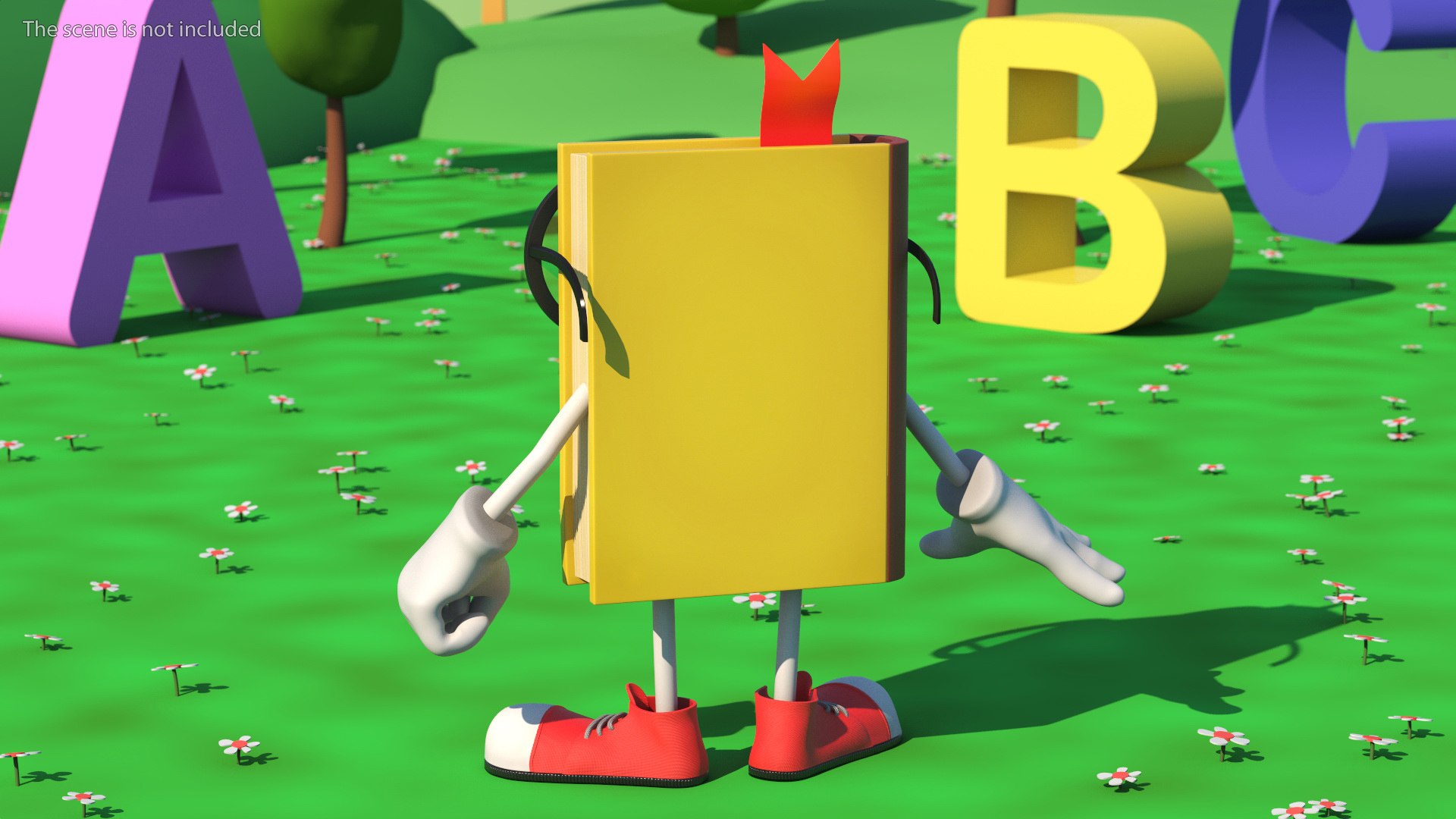 Toon Yellow Book Character Standing Pose 3D - TurboSquid 2130051