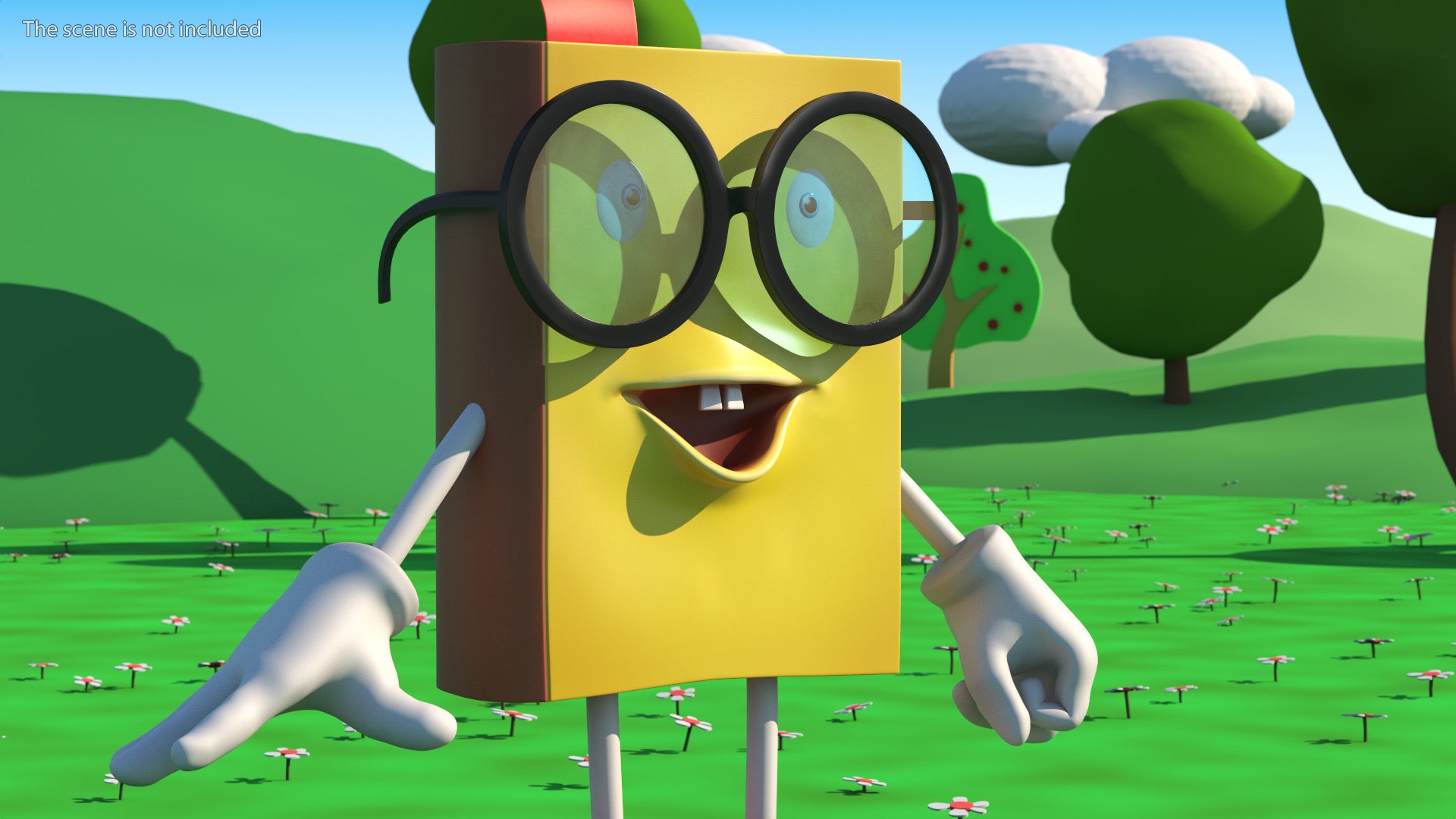 Toon Yellow Book Character Standing Pose 3D - TurboSquid 2130051