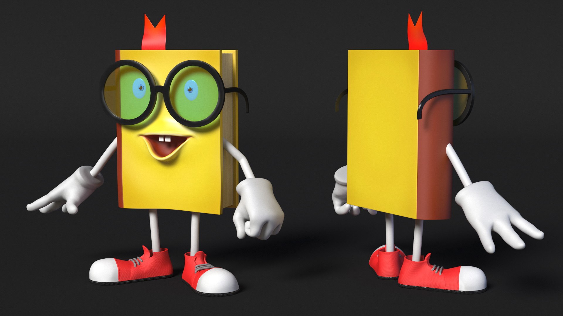 Toon Yellow Book Character Standing Pose 3D - TurboSquid 2130051