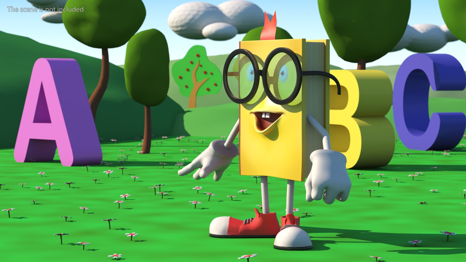Toon Yellow Book Character Standing Pose 3D - TurboSquid 2130051