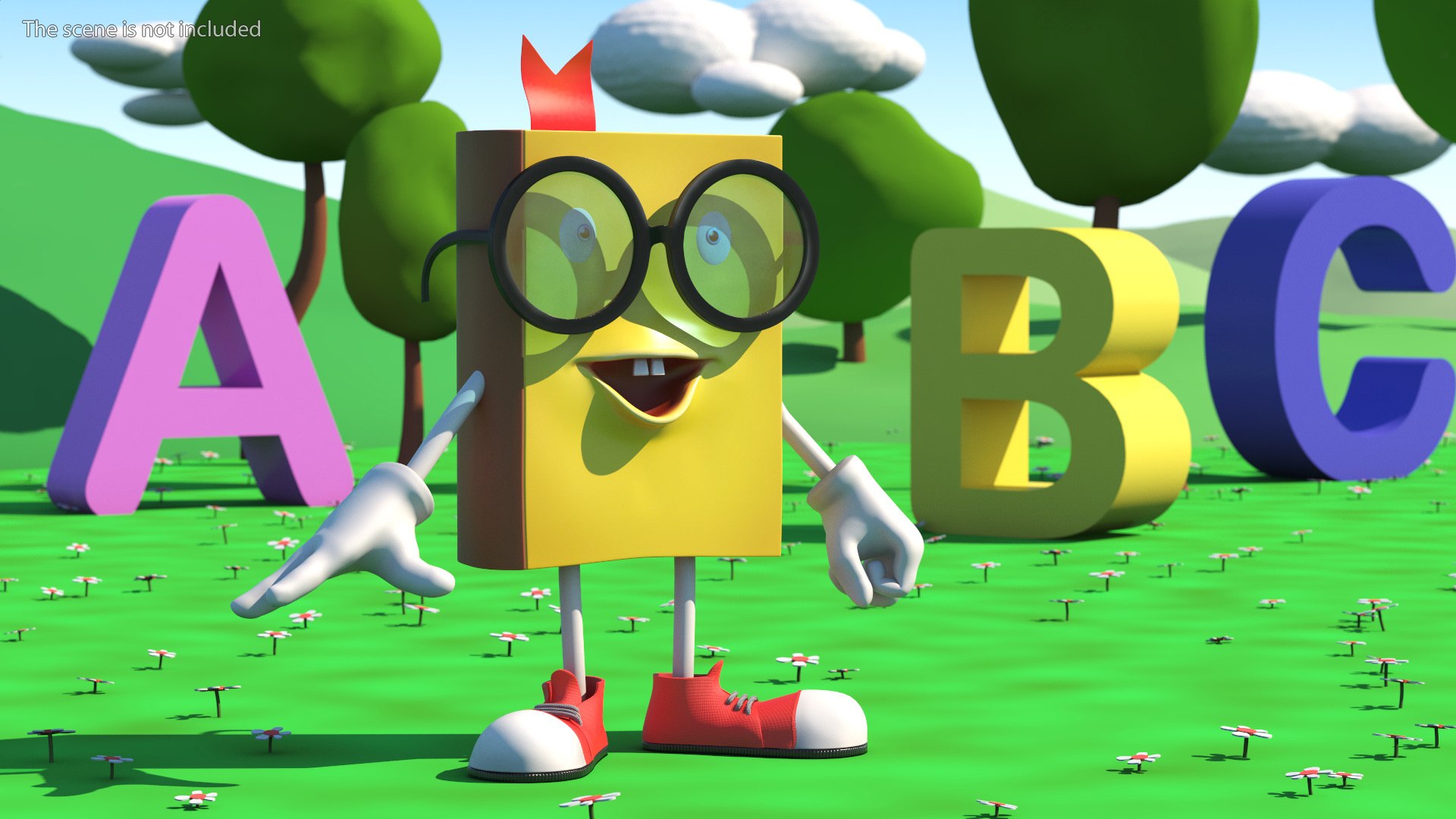 Toon Yellow Book Character Standing Pose 3D - TurboSquid 2130051
