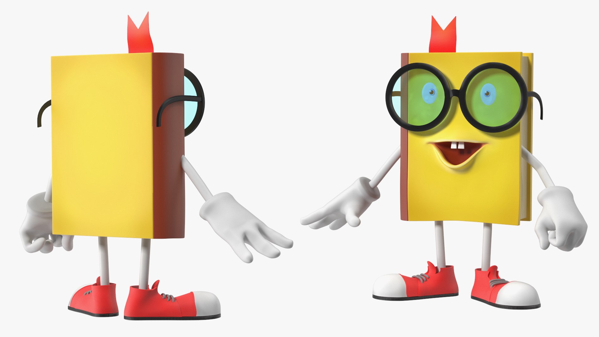 Toon Yellow Book Character Standing Pose 3D - TurboSquid 2130051