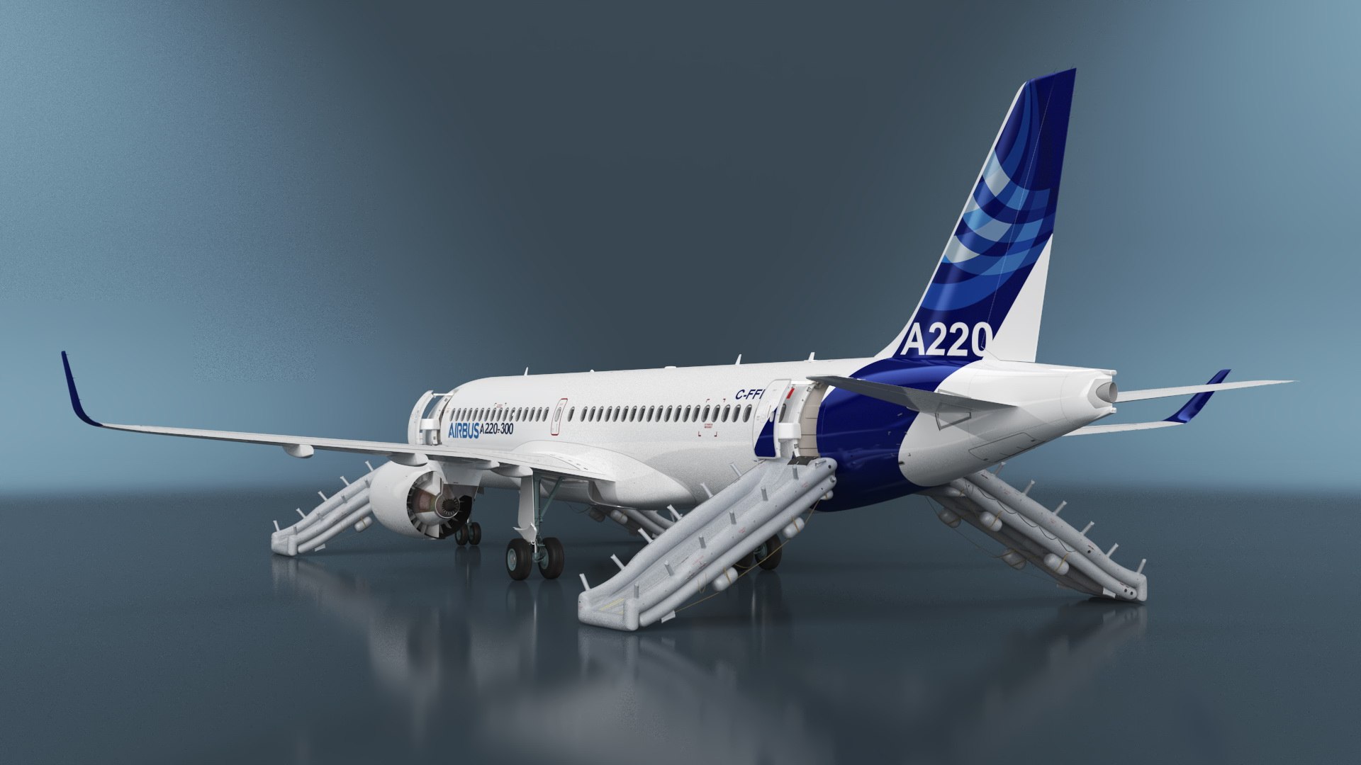 Airbus A220-300 With Emergency Slide Deployment 3D Model - TurboSquid ...