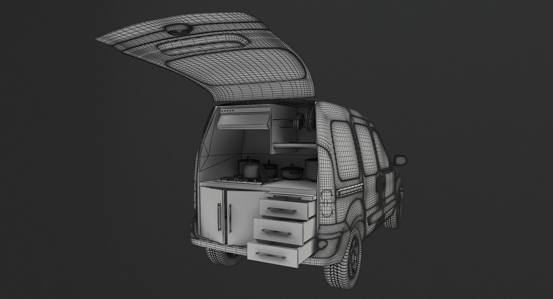 Mobile Kitchen Car Renault 3D Model - TurboSquid 1256293