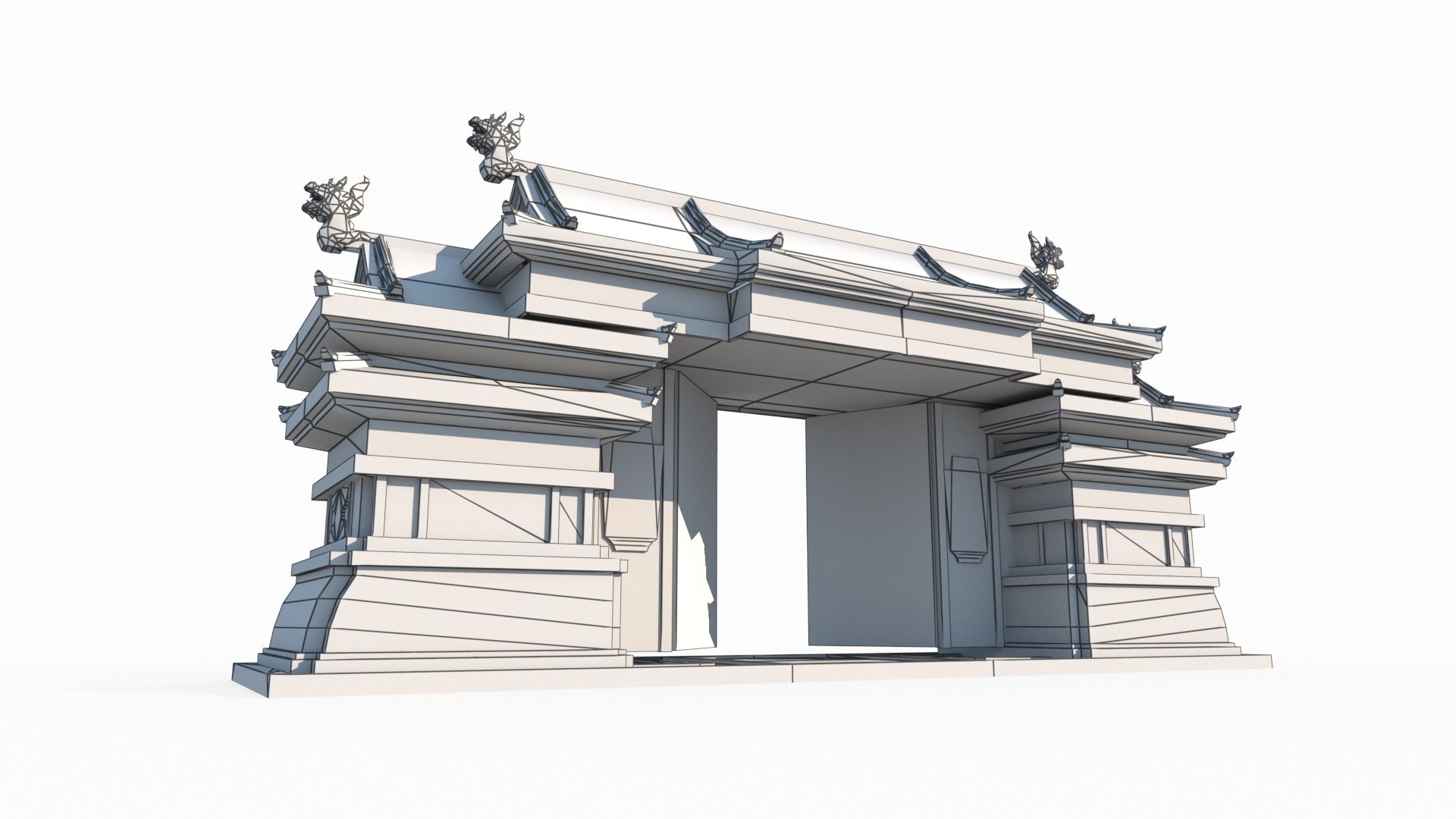 3D Ancient Asian Architecture Scenery Palace Gate - TurboSquid 2067964