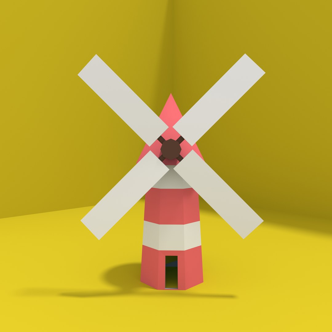 3D Model Windmilllowpolylow Polyfan - TurboSquid 1434195