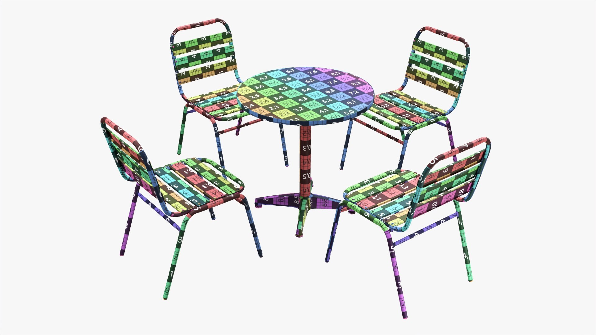 3D model Outdoor Round Dining Table with Chairs Light - TurboSquid 1842045