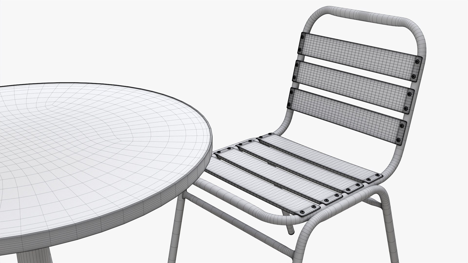 3D model Outdoor Round Dining Table with Chairs Light - TurboSquid 1842045