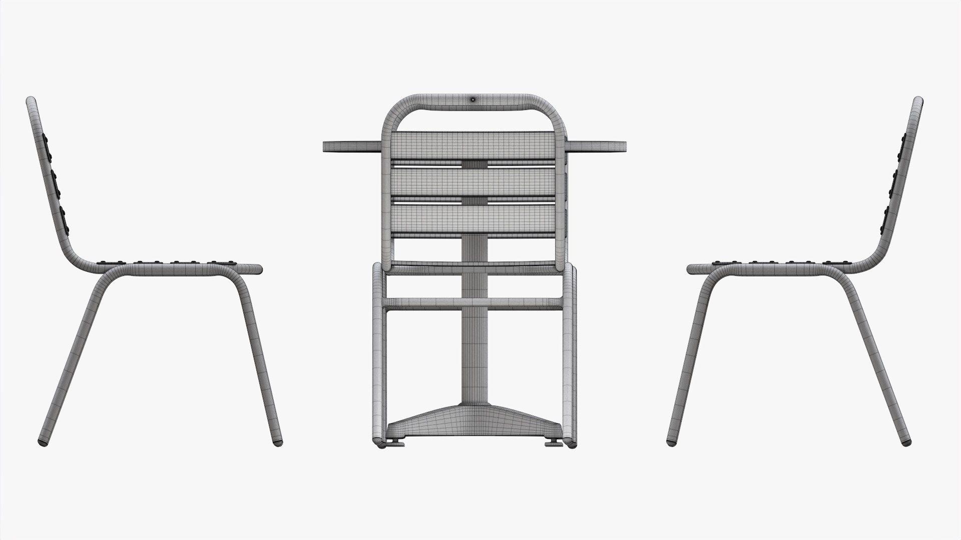 3D model Outdoor Round Dining Table with Chairs Light - TurboSquid 1842045