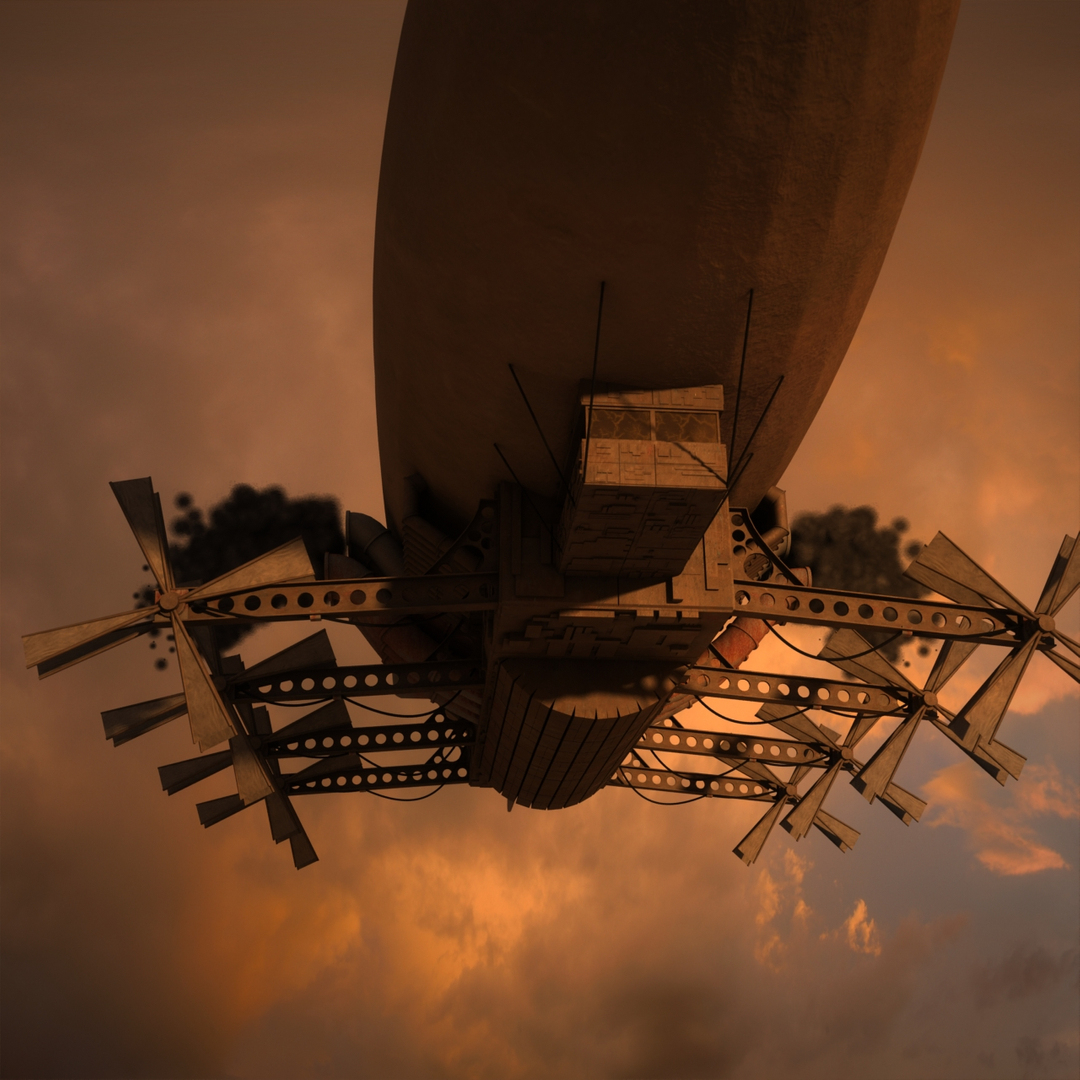steampunk zeppelin 3d model