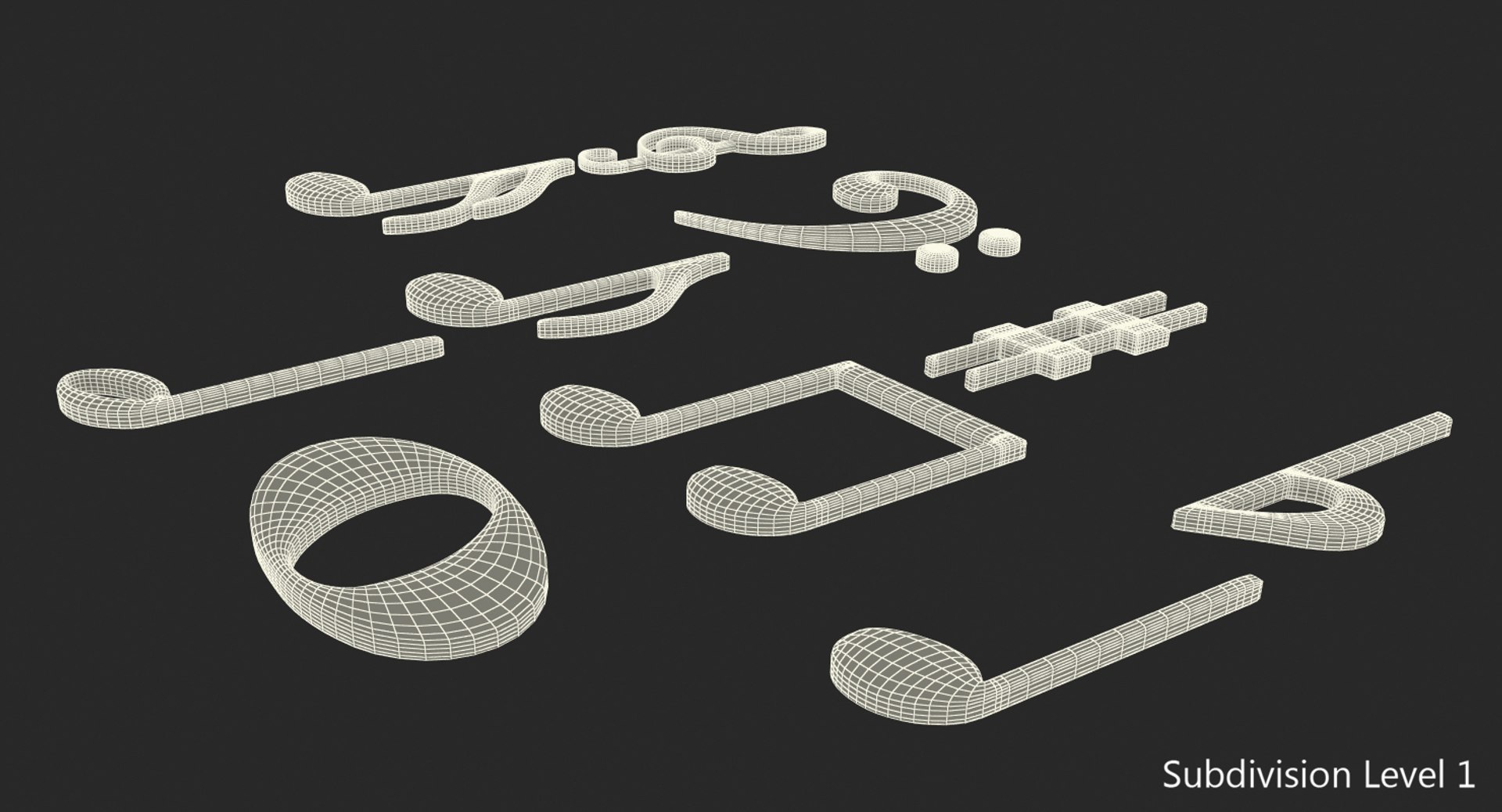 3D Golden Musical Notes Model - TurboSquid 1434271