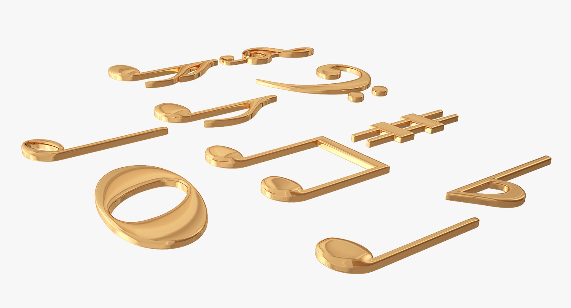 3D Golden Musical Notes Model - TurboSquid 1434271