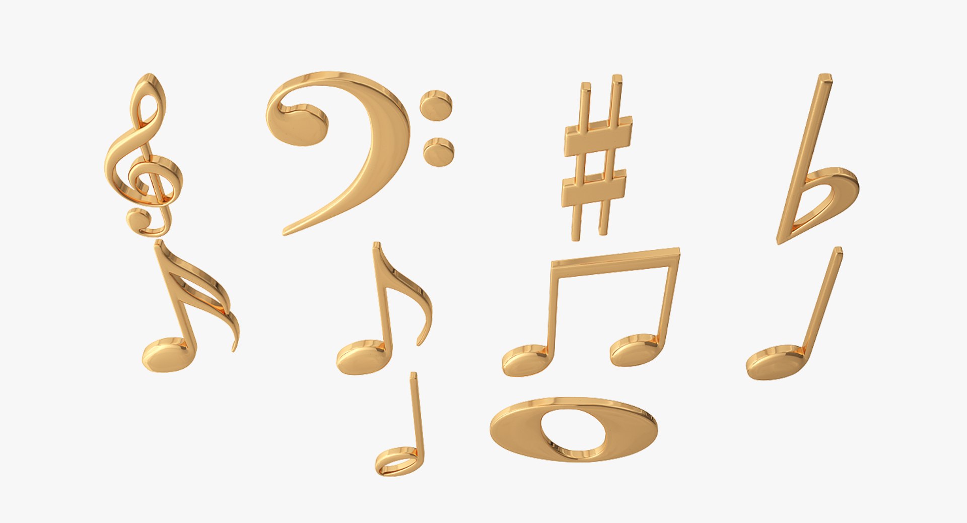3D Golden Musical Notes Model - TurboSquid 1434271