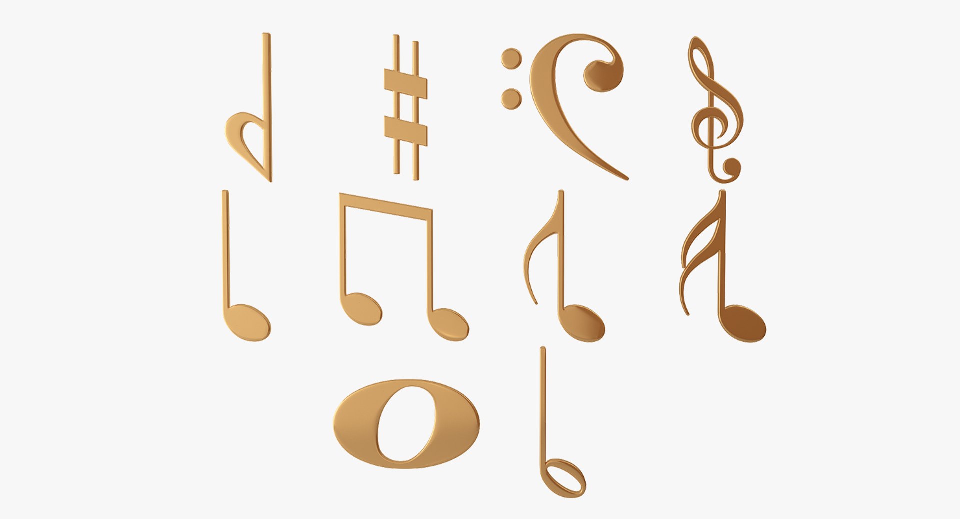 3D Golden Musical Notes Model - TurboSquid 1434271