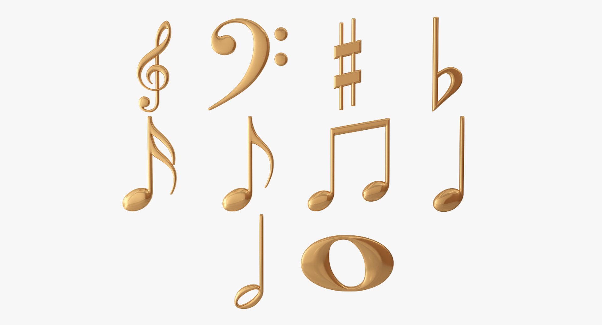 3D Golden Musical Notes Model - TurboSquid 1434271